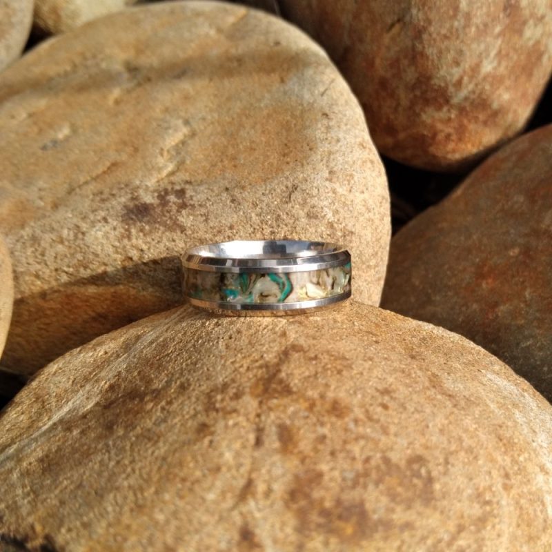Paua Shell Channel Ring - NZ NATIVE WOOD RINGS